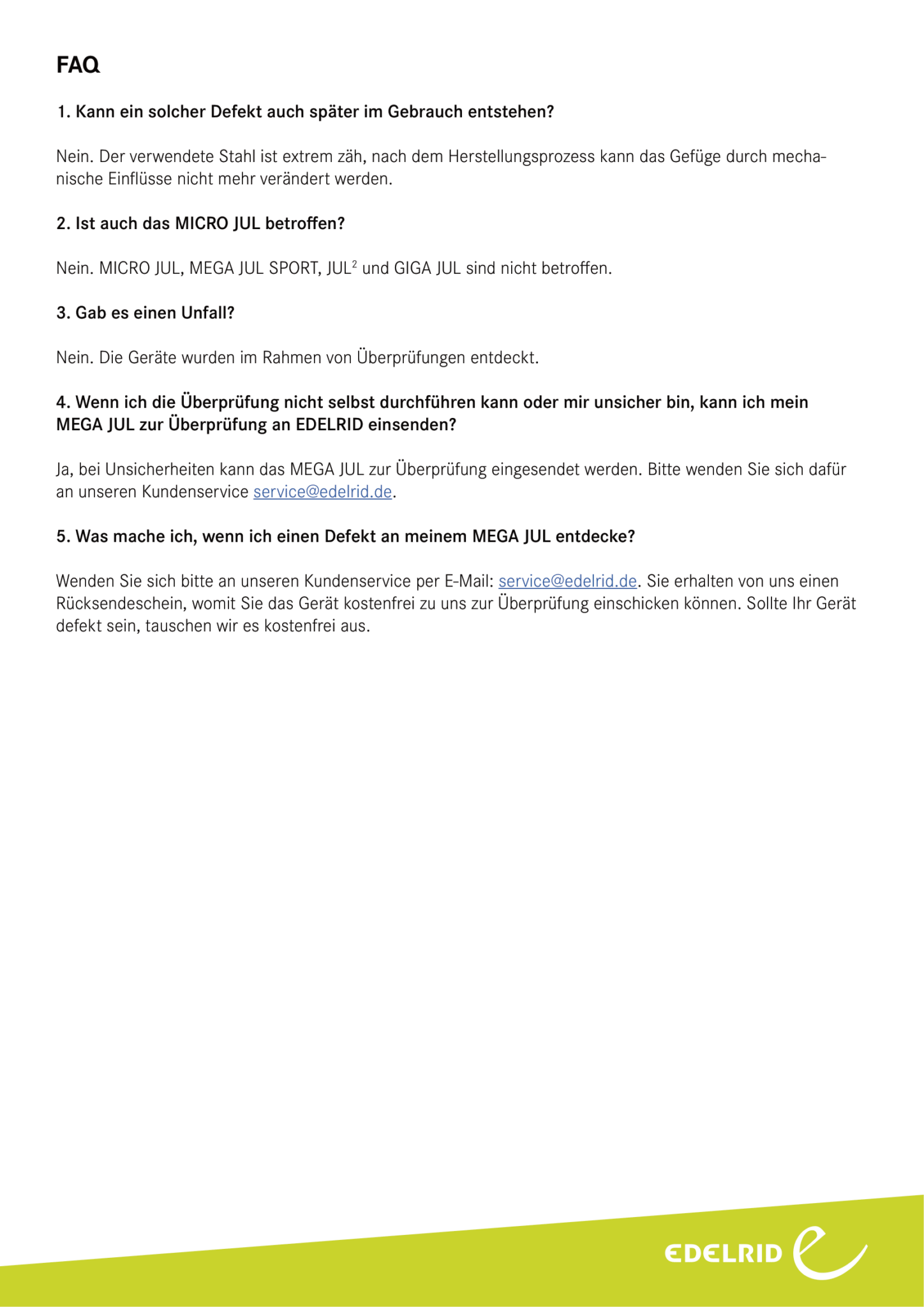 UPDATE: Aufruf zur Überprüfung des EDELRID Mega Jul - KWS